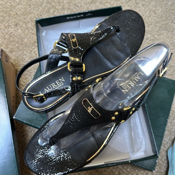 Lauren Ralph Lauren | Shoes | Lauren Ralph Lauren Black Patent Sandals ...